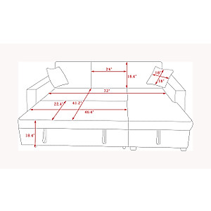 Bonrcea Sleeper Sectional Sofa with Storage Sofabed, Black