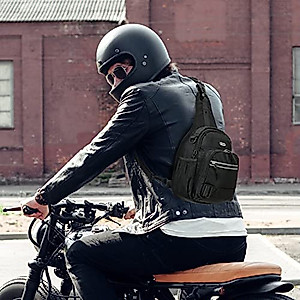 INOXTO Messenger Bag, Sling Bag for Men，Crossbody Backpack Shoulder Bag Hiking Daypacks Casual Sling Pack Handbag for Travel (8091-Black)