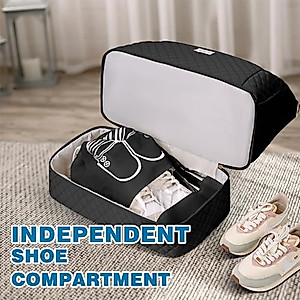 ETRONIK Travel Bag for Women, Gym Duffel Bag with Shoes Compartment, Weekender Overnight Bag with Wet Pocket for Women Travel Gym Daily Use (Black)