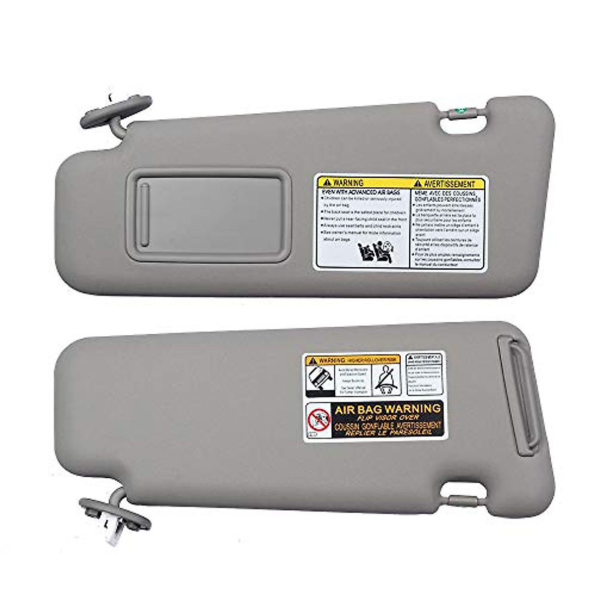 Dasbecan Front Left Driver Side Sun Visor with Light Compatible with Toyota Highlander 2008-2013 74320-48500-B0 (Gray)