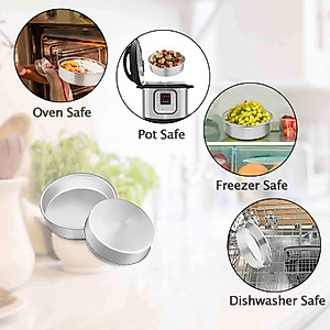 TeamFar 6 Inch Cake Pan, 2 Pcs Round Tier Cake Pan Set Stainless Steel for Baking Steaming Serving, Fit in Oven Pot Air Fryer, Healthy & Heavy Duty, Mirror Finish & Easy Clean, Dishwasher Safe