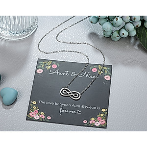 MADAOGO Aunt Niece Necklace, Infinity Necklace for Women, Niece Gifts from Aunt, Mothers Day Jewelry Birthday Gift for Aunt and Niece