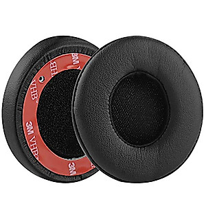 Geekria QuickFit Replacement Ear Pads for Beats Solo2 Wired, Solo2.0 Wired (B0518) Headphones Earpads, Headset Ear Cushion Repair Parts (Black)