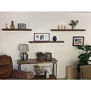 Joel's Antiques Floating Wall Shelf - 72-Inch Wood Decor & Long Shelf for Fireplace Mantel, Bookshelf, & Farmhouse - Wall-Mounted Rustic Stand, Wooden Hanging Display - Medium Brown, 72" x 6" x 2"