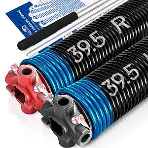 YoToolGDS Pair of 2 5/8" Garage Door Torsion Springs Set with Non-Slip Winding Bars&Gloves, Precision Electrophoresis Oil-Free Black Coated for Replacement, MIN 16,000 Cycles (0.283 x 2-5/8" x 39.5'')