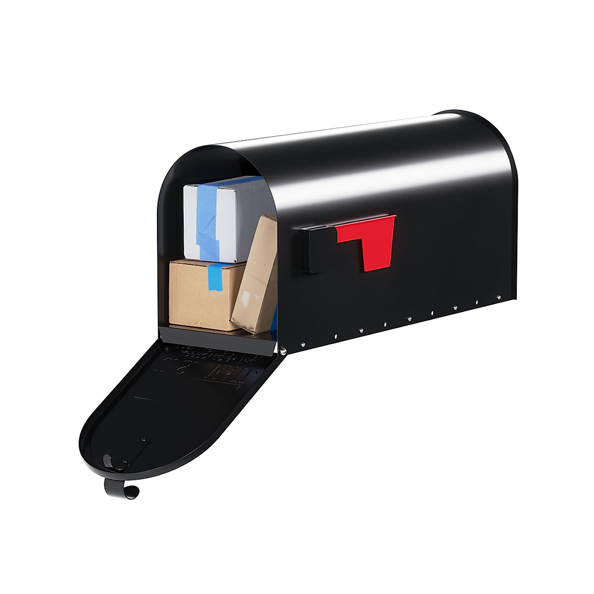 Mailboxes for Outside Post Mount with Durable Aluminium Flag - Medium Capacity, Black, Galvanized Steel - 6.92 in. W x 8.87in. H x 20.05 in. L - Metal Mailbox