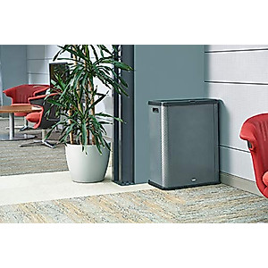 Rubbermaid Commercial Products Elevate Container, 3-Sided Decorative Metal Trash Can or Cover for Mixed Recycling, 23 Gallon, Dark Gray