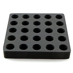 Polar Whale Vial Rack Black Foam Storage Rack Holder Organizer Stand Transport Holds 25 Vials Fits up to 24mm Diameter