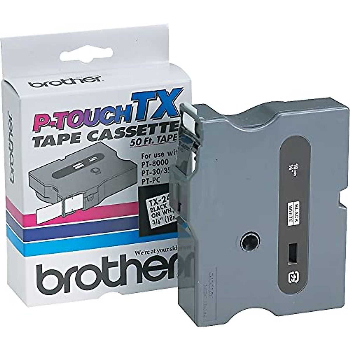 Brother Tx2411 Tx Labeling Tape for Pt-8000, Pt-Pc, Pt-30/35, 3/4-Inch W, Black On White