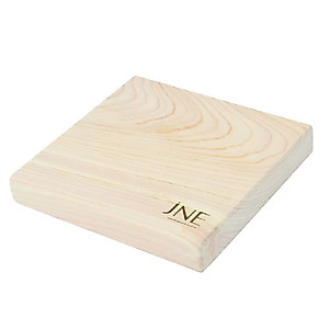 JNE Natural Hinoki Cypress Wood Cutting Board, Cheese Board, Chopping Board, Serving Board for Wine, Crackers, Fruit. Housewarming, Wedding, Birthday gift. Trivet (Square-7x1.2)
