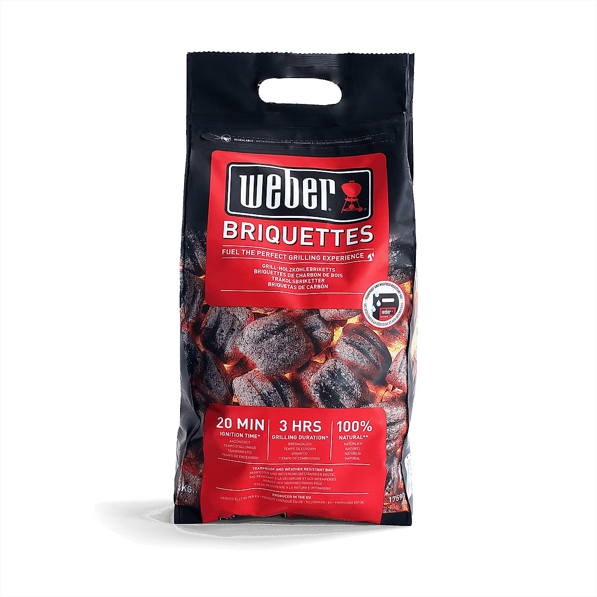 Weber 17590168, Black, Briquettes, 30 x 20 x 17 cm | 17590, 4-kilograms