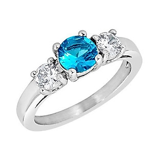 Fantasy Forge Jewelry Womens December Birthstone Ring Blue Cubic Zirconia Stainless Steel Anniversary Band Size 8