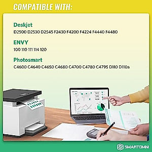 S SMARTOMNI 60XL 60 XL Black Ink Cartridge Replacement for HP 60 Ink Cartridge Combo Pack for HP Photosmart C4700 C4600 D110 Deskjet D2530 F4200 F4480 F4224 HP Envy 100 114 120 (2 Pack, Black)