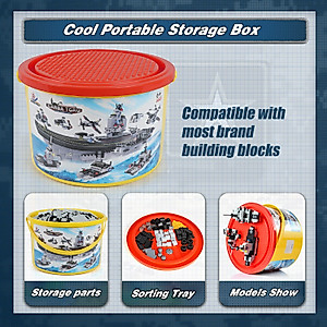 WishaLife 1320 Pieces Aircraft Carrier Building Blocks Set, Military Battleship Model Toy with Army Car, Helicopter & Boat, Military Toys Gift for Kids Boys Girls Age 6-12