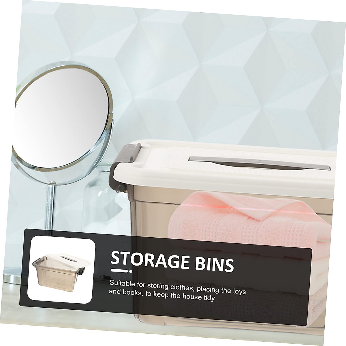 Zerodeko 2pcs Transparent Storage Box Clear Hamper Bin Clear Storage Bins Clothes Storage Organizer Storage Containers with Lids Plastic Book Storage Office Household Storage Basket Pp