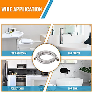 (10 Pack) SUNGATOR 24 Inch Faucet Supply Lines, 3/8" Female Comp Thread x 1/2" FIP Thread Sink Hose, 24" Stainless Steel Braided Faucet Supply Line for Bathroom, with 2 Wrenches and 1 Sealing Tape