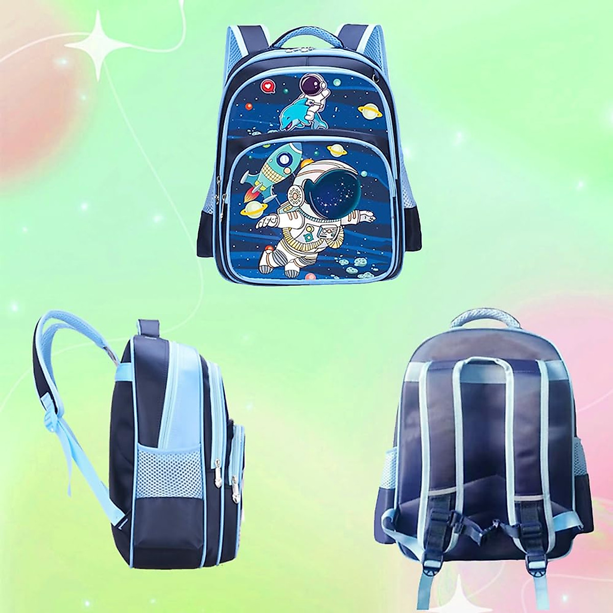 YUNYINIE Travel Backpack for School, Kids Backpack Boys Girls, Space Astronaut Preschool Backpack School Supplies for Kids, 16.5Inch