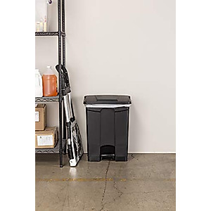 Safco Step-On Indoor Plastic Trash Can for Home & Commercial Use, Hands-Free Disposal, 23 Gallon, Black