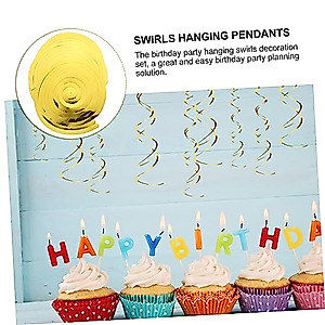 NOLITOY 4pcs 3 Spiral Charm Gold Locket Baby Decor Christmas Tree Decorations Shiny Foil Swirls for 30th Birthday Party Favors Ceiling Hanging Swirl PVC Birthday Party Backdrop Pendant