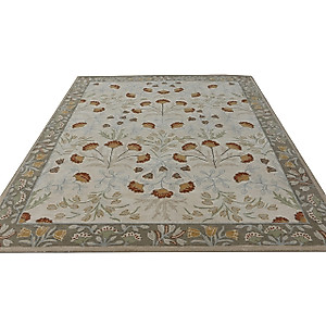 Old Hand Made Floral Bleige Tulips Traditional Style Oriental Woolen Area Rugs (8'x10')