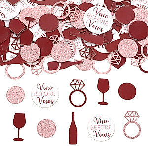 Wonmelody Wine Bachelorette Table Decoration Wine Theme Bachelorette Party Decorations with Vino Before Vows Confetti Wine Bottle Diamond Ring Confetti for Burgundy Engagement Bridal Shower Wedding