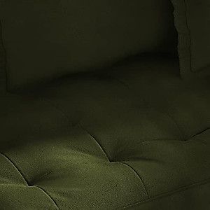 SILKIR 3-Person Sofa Couch for Living Room | Perfect for: Apartment/Studio/Office & Small Space | Velvet Fabric | Fast and Easy Assembly | (Olive Green) Modern Contemporary Mid-Century