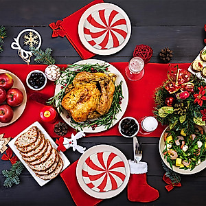 100Pcs Christmas Paper Napkins Peppermint Candy Disposable Napkins Round Lollipop Xmas Candy Party Tableware Decor Red White Cocktail Napkins for Winter Holiday Dinner Party Supplies