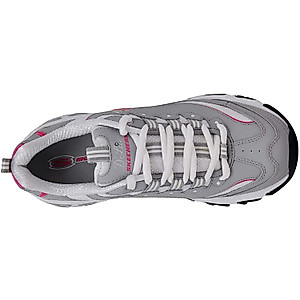 Skechers Women's D'Lites Original Lace-Up Sneaker, Grey/Pink, 8 W US