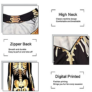 Tizzomx Halloween Women Muscle Costumes with Front and Back 3D Bone Print Onesie Bodysuit for Women Size Medium