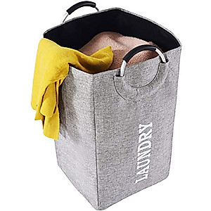 XIGUI Large Collapsible Laundry Hamper Bag with Handles, 13 x11 x 20Inches Foldable Clothes Basket for Washing Storage