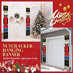 Nutcracker Christmas Decorations Nutcrackers Banners Porch with LED String Lights Xmas Nutcracker Decor Tall Soldier Model Nutcracker Outdoor Banners for Home Front Door Yard Holiday Party (White)