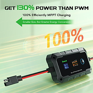 10A MPPT Solar Charge Controller 12V, Enovolt Portable Solar Panel Regulator with Solar Connector, Intelligent Digital LCD Display for Lead-Acid Batteries, Lithium, Foldable Solar Panel (ELF10)