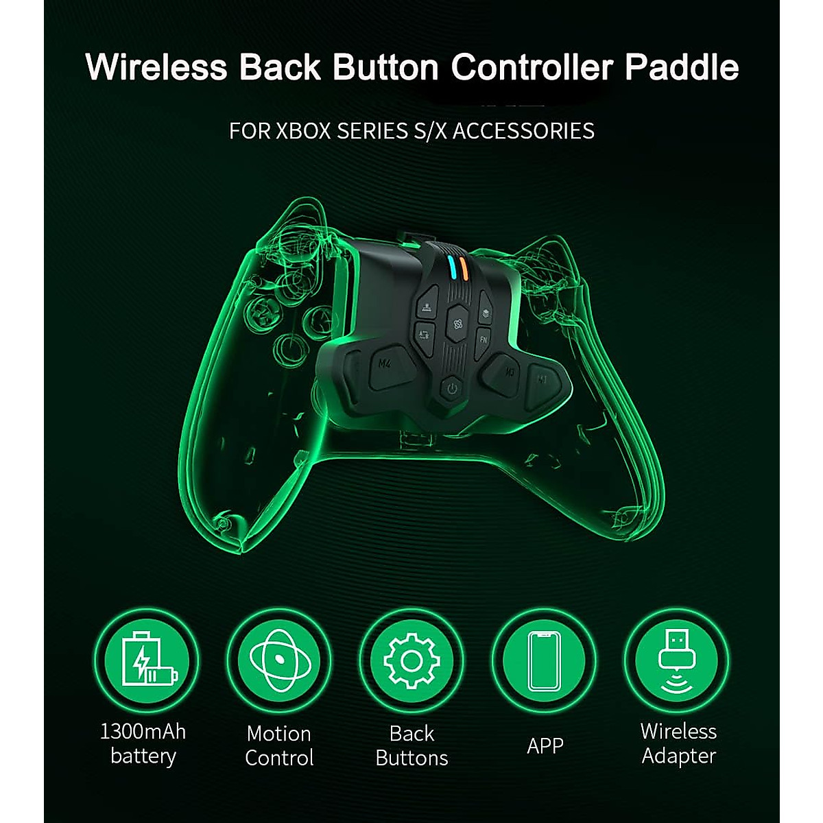 Armor-X Pro Upgrade Wireless Back Button Controller Paddle with 1300mA Battery for Xbox Series S/X Accessories, Support Somatosensory with Multi-Platform Adapter