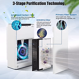 COSTWAY 2-in-1 Air Purifier Replacement Filter True HEPA Filter + Active Carbon Filter