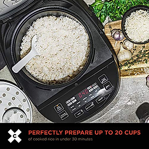 Crux 20 Cup Induction Rice Cooker, Multi-Cooker, Food Steamer, Slow Cooker, Stewpot, Easy One-Pot Healthy Meals, Dishwasher Safe Non-Stick Bowl, Black, one size