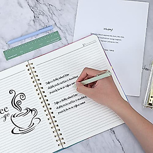 EOOUT Spiral Notebook Journal For Women 10.5" x 8.5" Marble College Ruled Notebook With Large Pockets and Lined Pages, Hardcover Spiral Journal for School Office Home Gifts