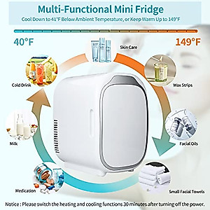 Ethereal Mini-Skincare-Fridge-for-Bedroom, 6 Liter/8 Can AC/DC Portable Thermoelectric Cooler and Warmer Compact Refrigerator, Portable Small Fridge for Skincare Foods Medications