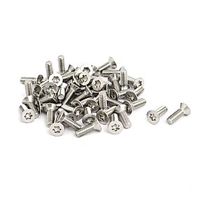 uxcell M4x12mm 304 Stainless Steel Flat Head Torx Drive Type Screw Silver Tone 50pcs