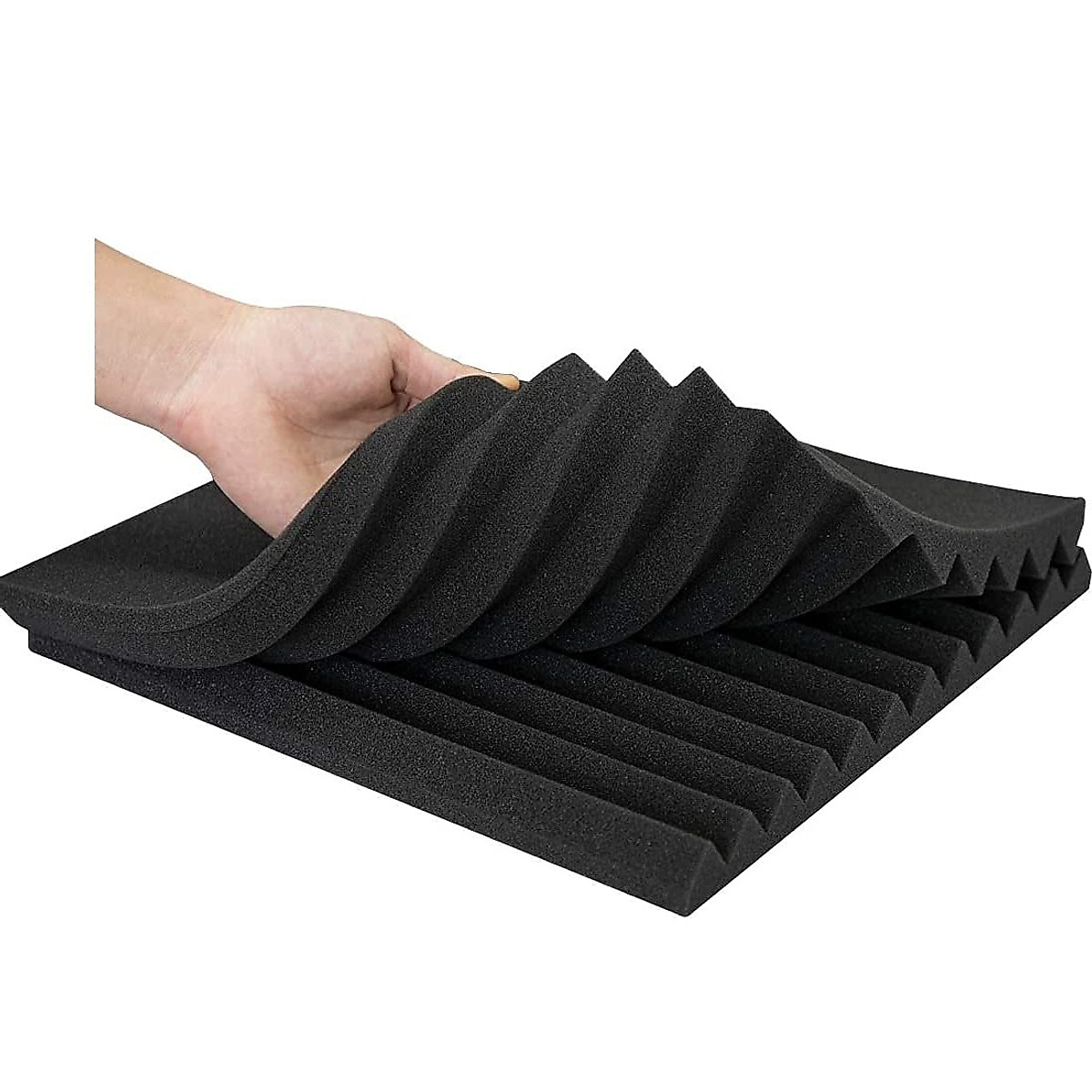 YDHTDLHC 52 Pack sound proof foam panels for walls studio equipment foam 12 ″; X12”；X1〃； Sound insulation cotton, suitable for churches, anchor rooms, karaoke halls, and home theaters (Black/Blue)