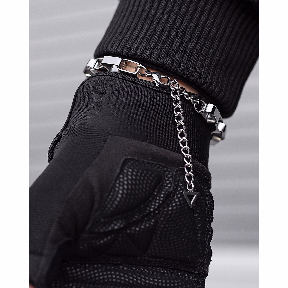 Fabric of the Universe Stainless Steel Chain Link Bracelet (Polished BR-010, Medium)