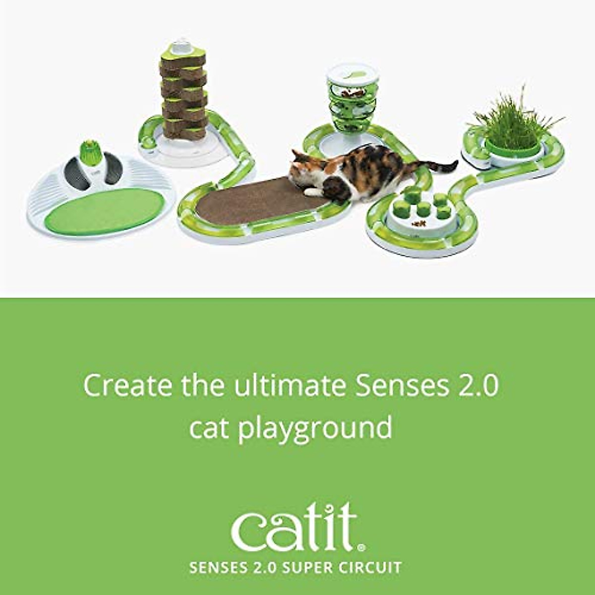 Catit Senses 2.0 Super Circuit Interactive Cat Toy - 12-Piece Closed-Track Ball Toy for All Breed Sizes