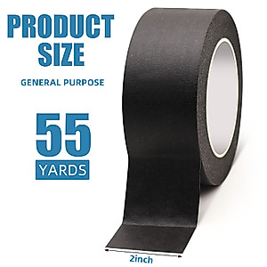 szwilnis Masking Tape 2 Inch Wide, Black Painters Tape, Multi - Use Tape for Home Wall Painting, Building, School Stationery, Labeling, Edge Finishing, 2 Inches x 55 Yards