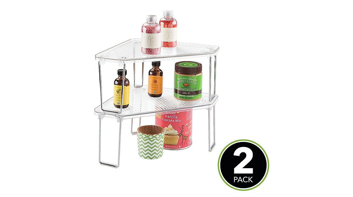 mDesign Foldable Corner Organizer Shelf - 2 Pack