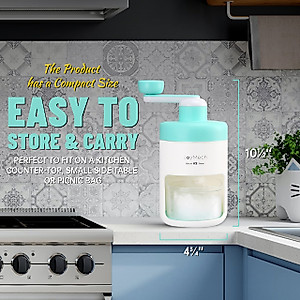 JoyMech Manual Shaved Ice Maker Machine, Ice Shaver, Snow Cone Machine, Ideal for making Snowcones Ice Cream and Slushy (Aqua)