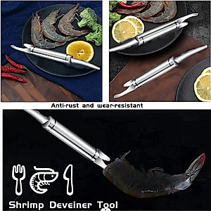 PurHyac 2Pcs Shrimp Deveiner Tool and Peeler, Toadfish Shrimp Cleaner, 5 in 1 Multifunctional Shrimp Peeler and Deveiner Tool, Oyster Shucking Knife, Ergonomic Non-Slip Grip, Kitchen Essential, 9in