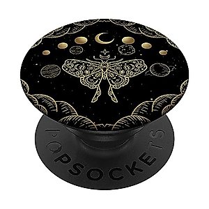 Moon Phases Astrology Moth Cottagecore Celestial Aesthetic PopSockets Standard PopGrip