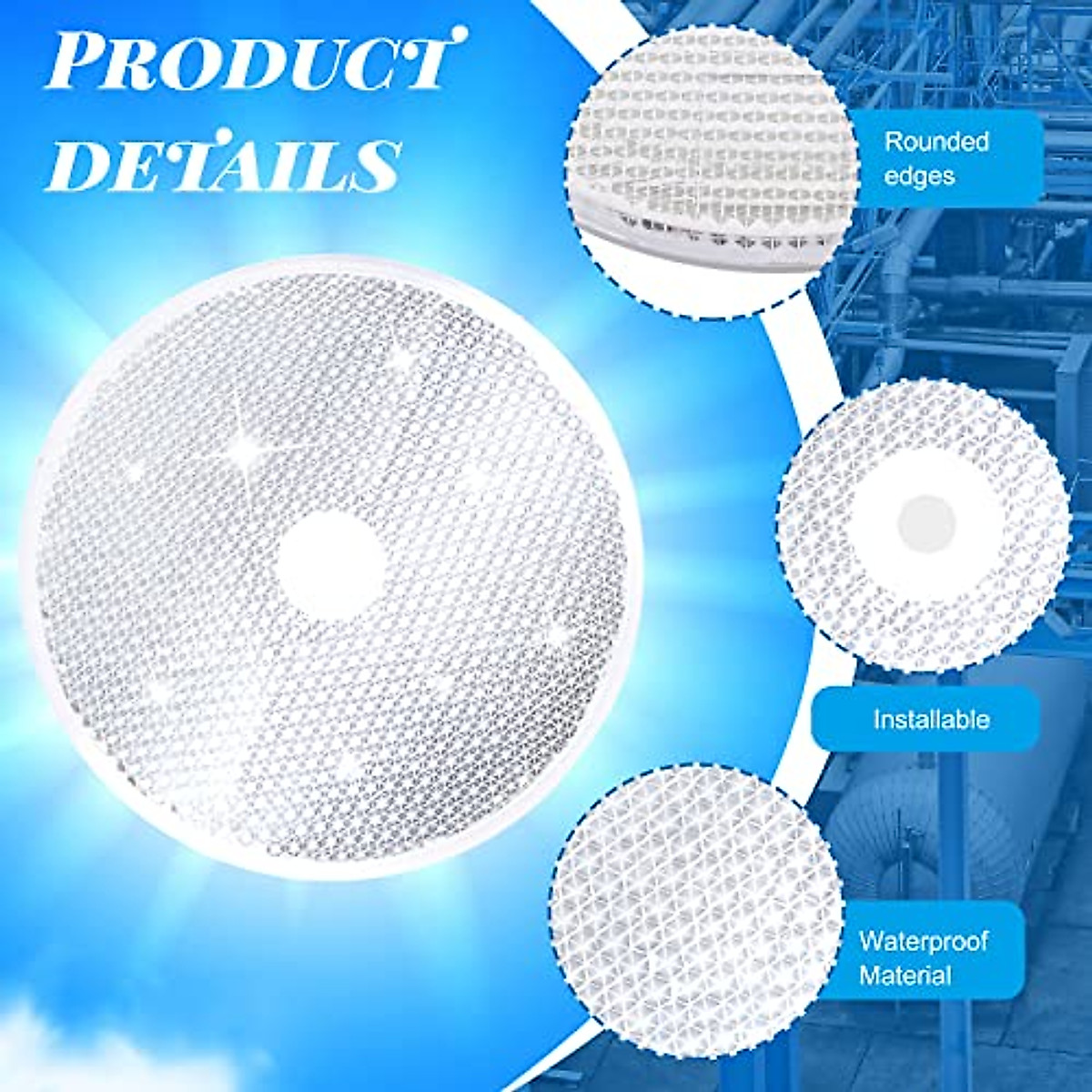 20 Pcs Front Reflector 3 Inch Round Reflector Trailer Reflectors with Screws Safety Reflectors for Fence Gate Posts Mailboxes (Clear)