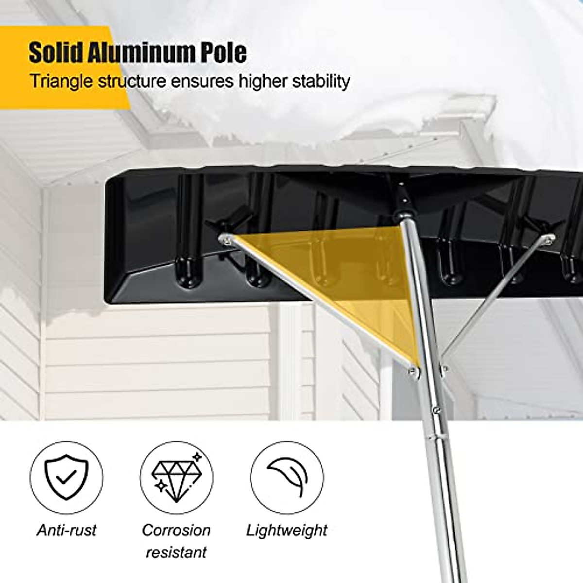 GYMAX Snow Roof Rake, 4.8-20FT Extendable Aluminum Snow Removal Tool with Anti-Slip Handle & 25” Wide Blade, Snow Rake for House Roof Leaves, Dribs