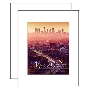 Americanflat Front Loading 16x20 Picture Frame with Shatter-Resistant Glass - Set of 2 - Use as 11x14 Frame with Mat - Metropolitan Collection - Photo Frame for Wall Display - Black