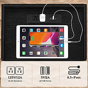 Nightstand with Charging Station and USB Ports, 3 Tier Small Bedside Table with Drawer and Storage Shelf Rustic Night Stand for Small Space, Living Room, Bedroom, Black